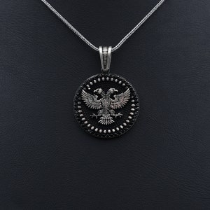 Historical Selcuklu Double Head Eagle Silver Necklace, Handmade ...