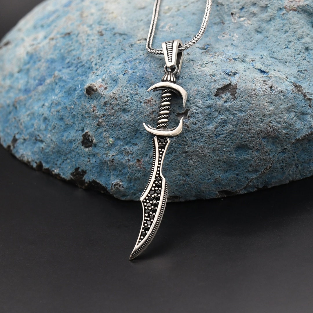 Sword Necklace, 925 Sterling Silver Necklace, Sword Charm With Chain ...