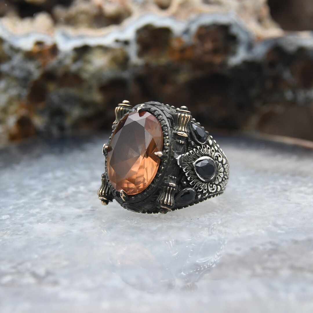 Turkish Handmade Silver Men Ring, Zultanite Gemstone Ring, 925 Sterling ...