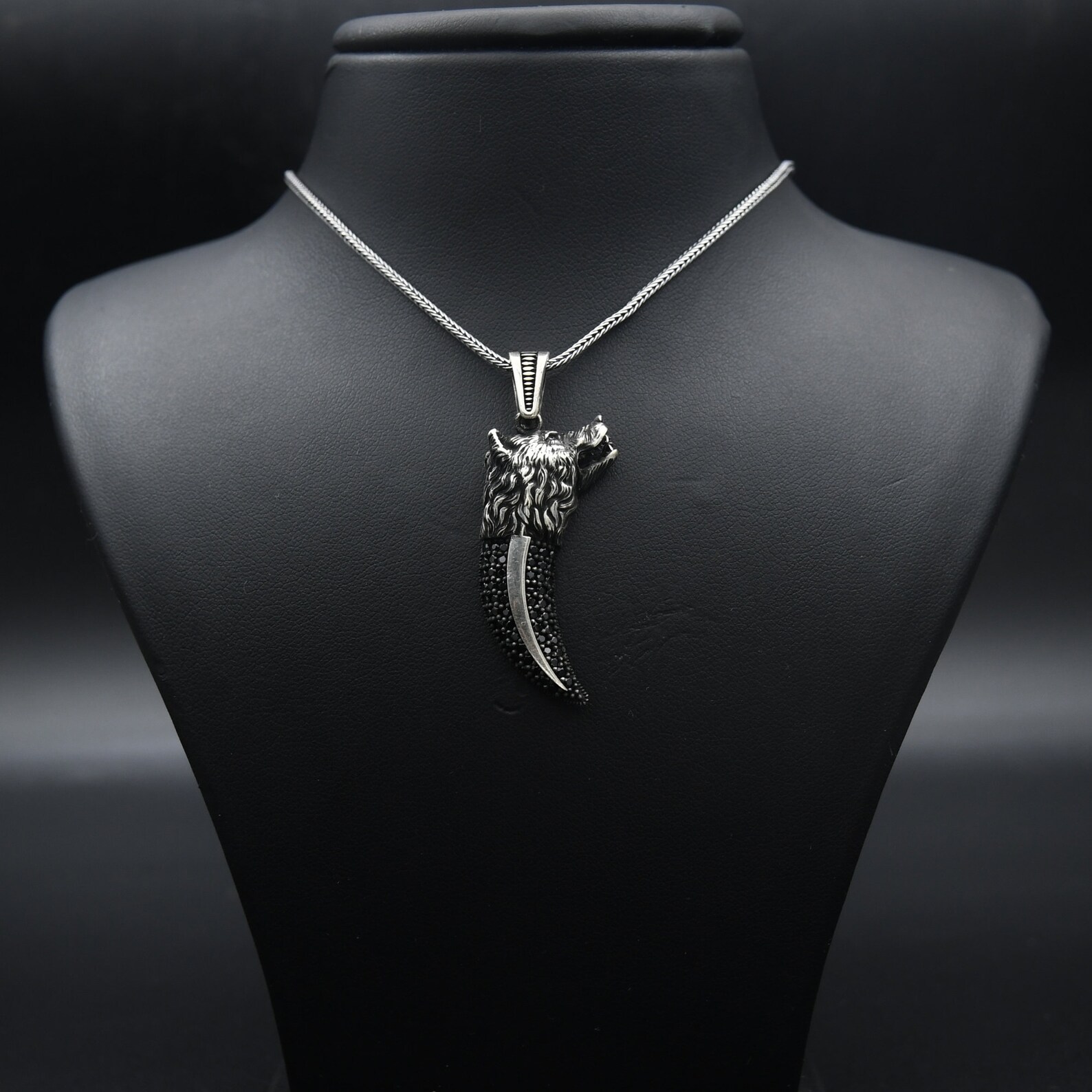 Viking Wolf Fang Charm With Chain, Wolf Fang Pendant , 925 Sterling ...