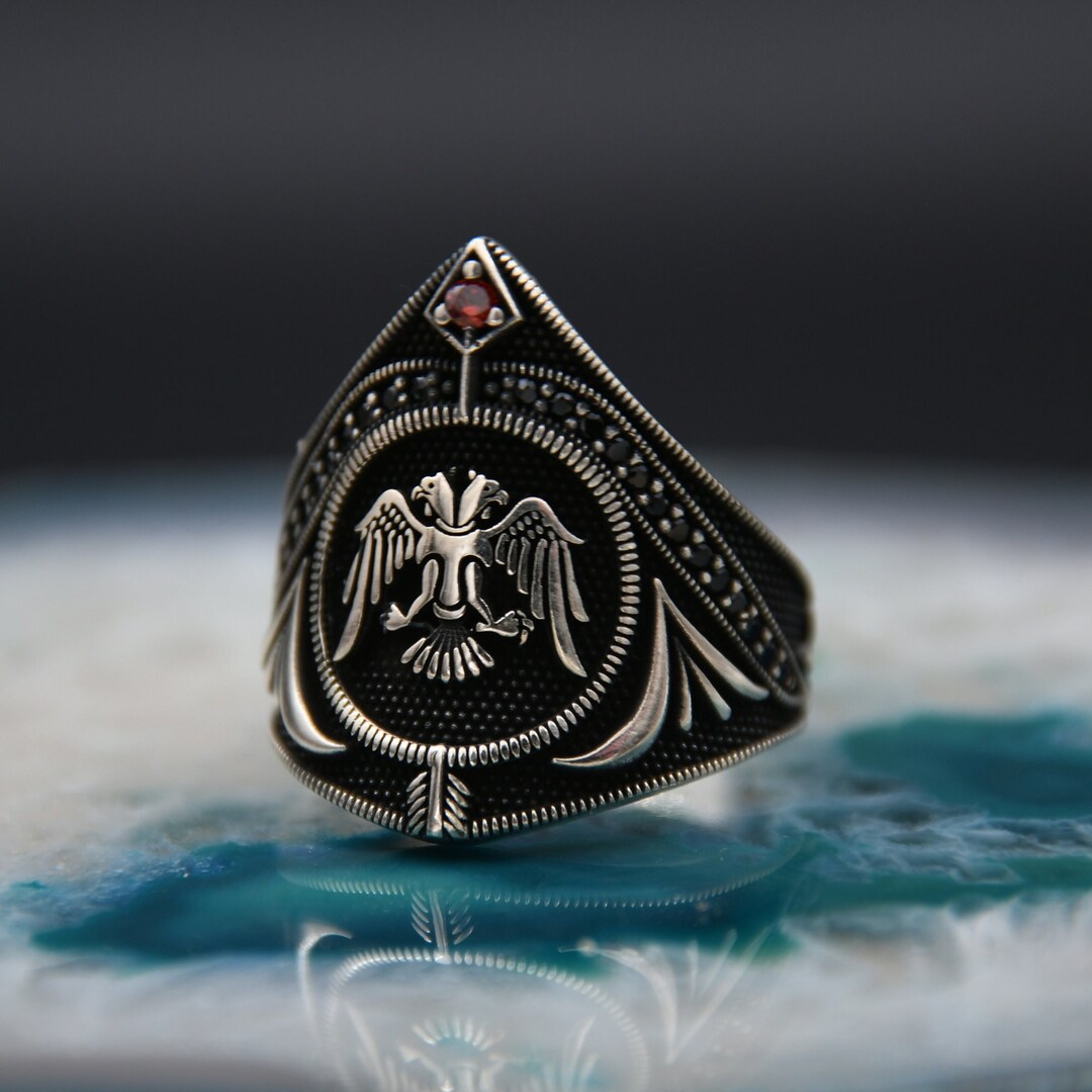 Thumb Archer Ring, 925 Sterling Silver Ring, Double Headed Eagle Ring ...