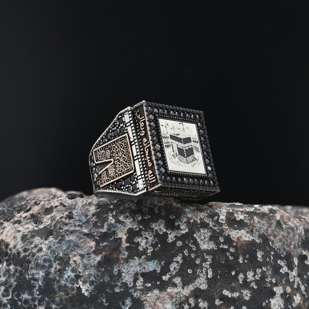 Kabaah Silver Ring, Kaaba Ring, İslamic Mosque (beytullah) Handmade ...