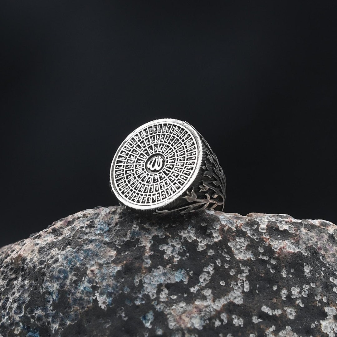 99 Name of Allah Silver Ring, Islamic Silver Ring,925 Sterling Silver ...