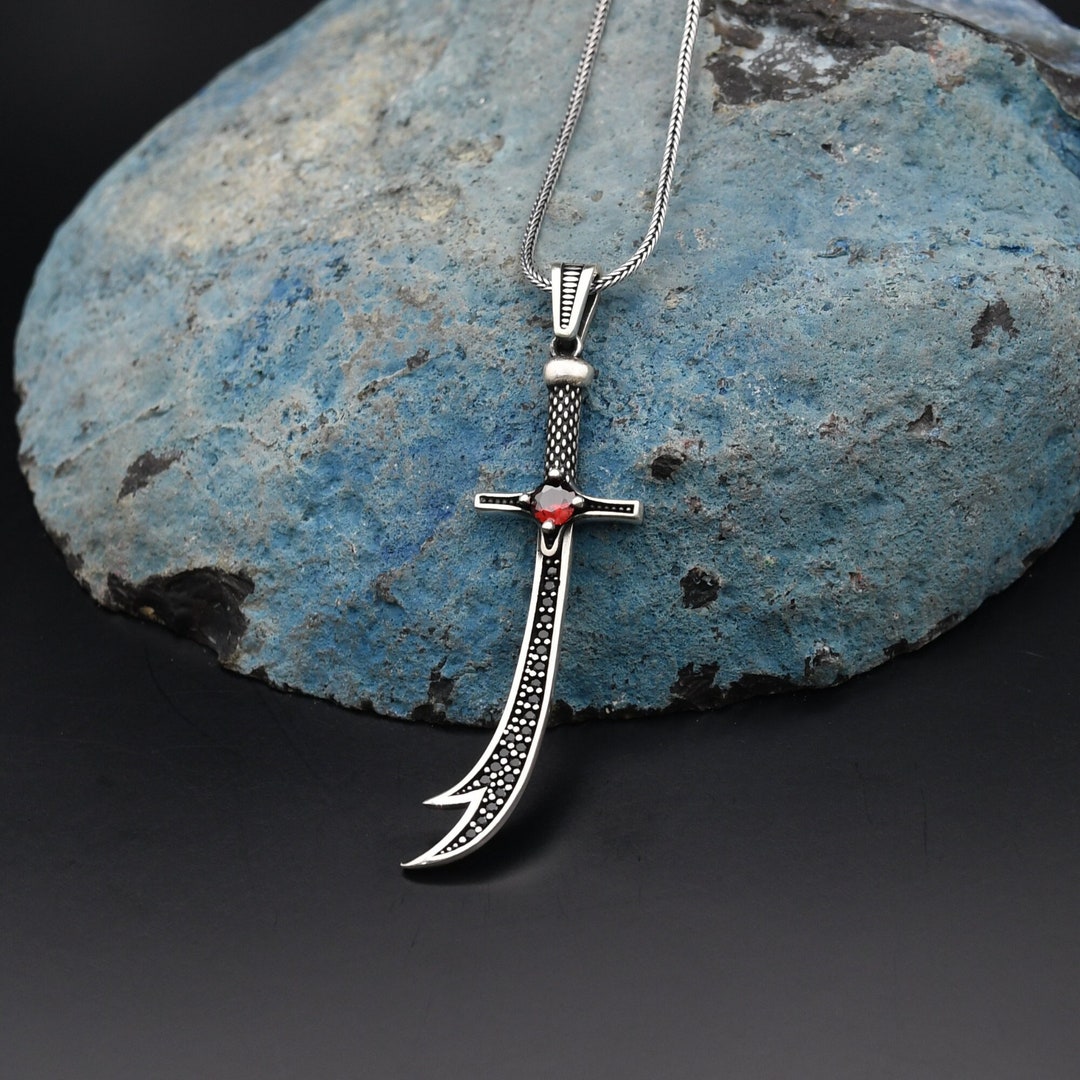 Zulfiqar Silver Pendant, Zulfiqar Sword Design Ring, 925 Sterling ...