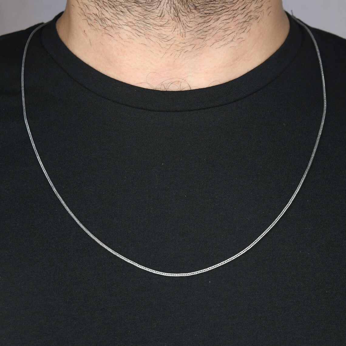 925 Sterling Silver 1MM Foxtail Chain Necklace for Men, Handmade ...