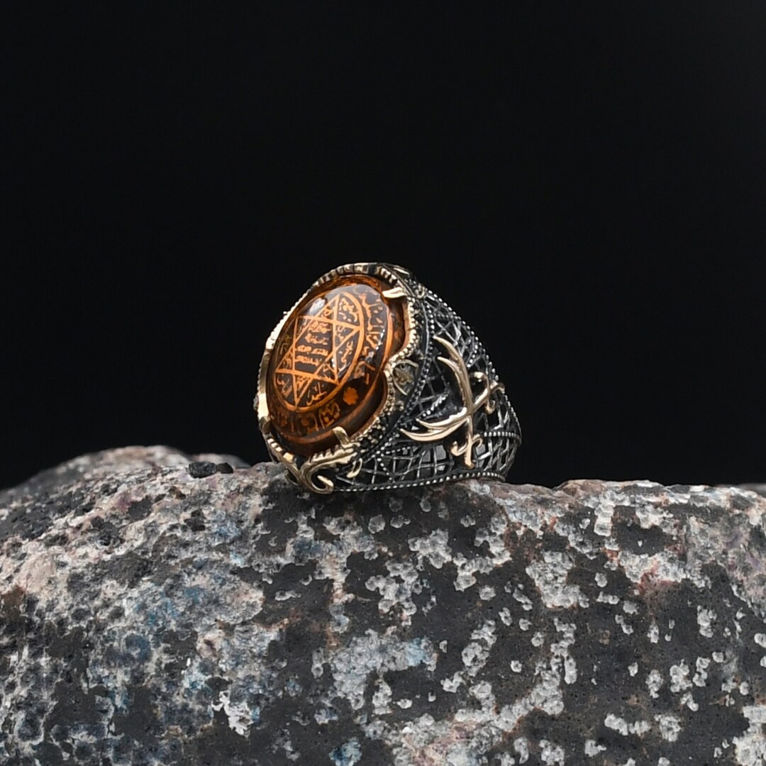 King Solomon Seal Silver Ring, Zulfiqar Silver Ring, Star of David Ring ...