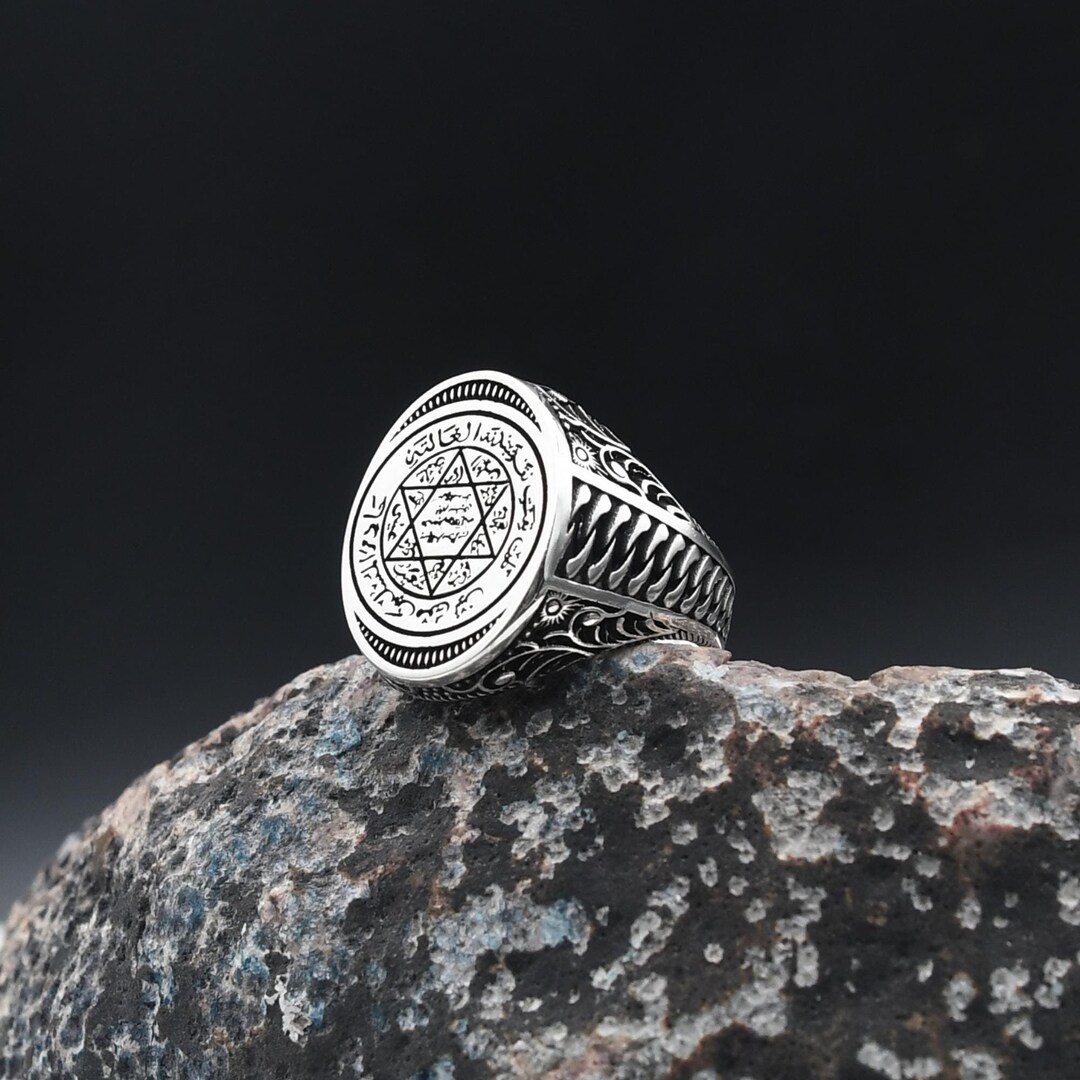 Solomon's Seal Silver, Solomon Seal Ring, Unisex Vintage Silver Ring ...