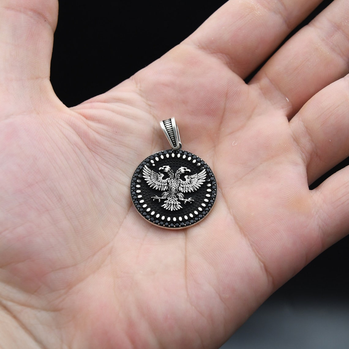 Historical Selcuklu Double Head Eagle Silver Necklace, Handmade ...