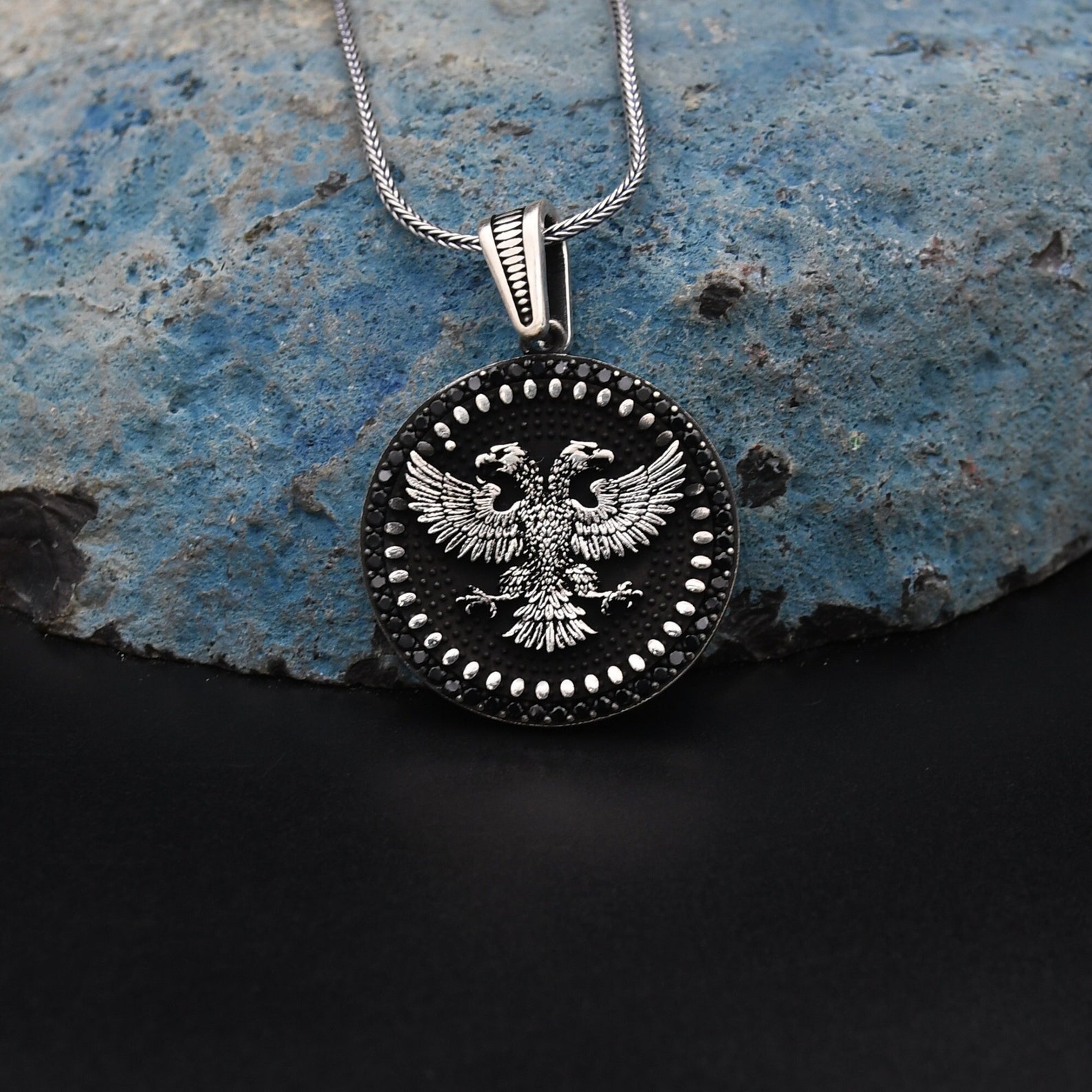 Historical Selcuklu Double Head Eagle Silver Necklace, Handmade ...