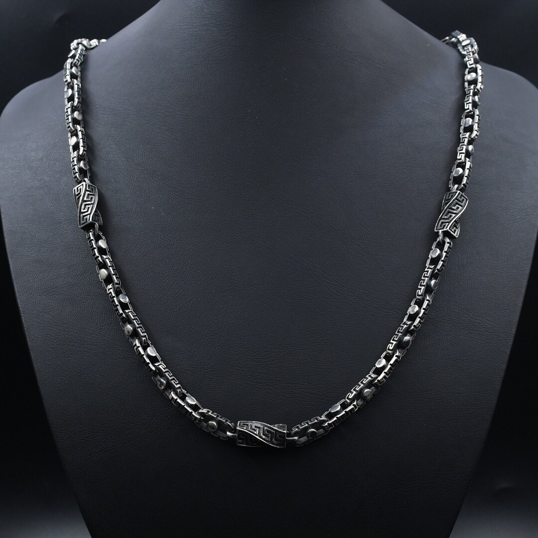 Greek Design Silver Chain , 925 Sterling Silver Chain, 7MM Chain ...