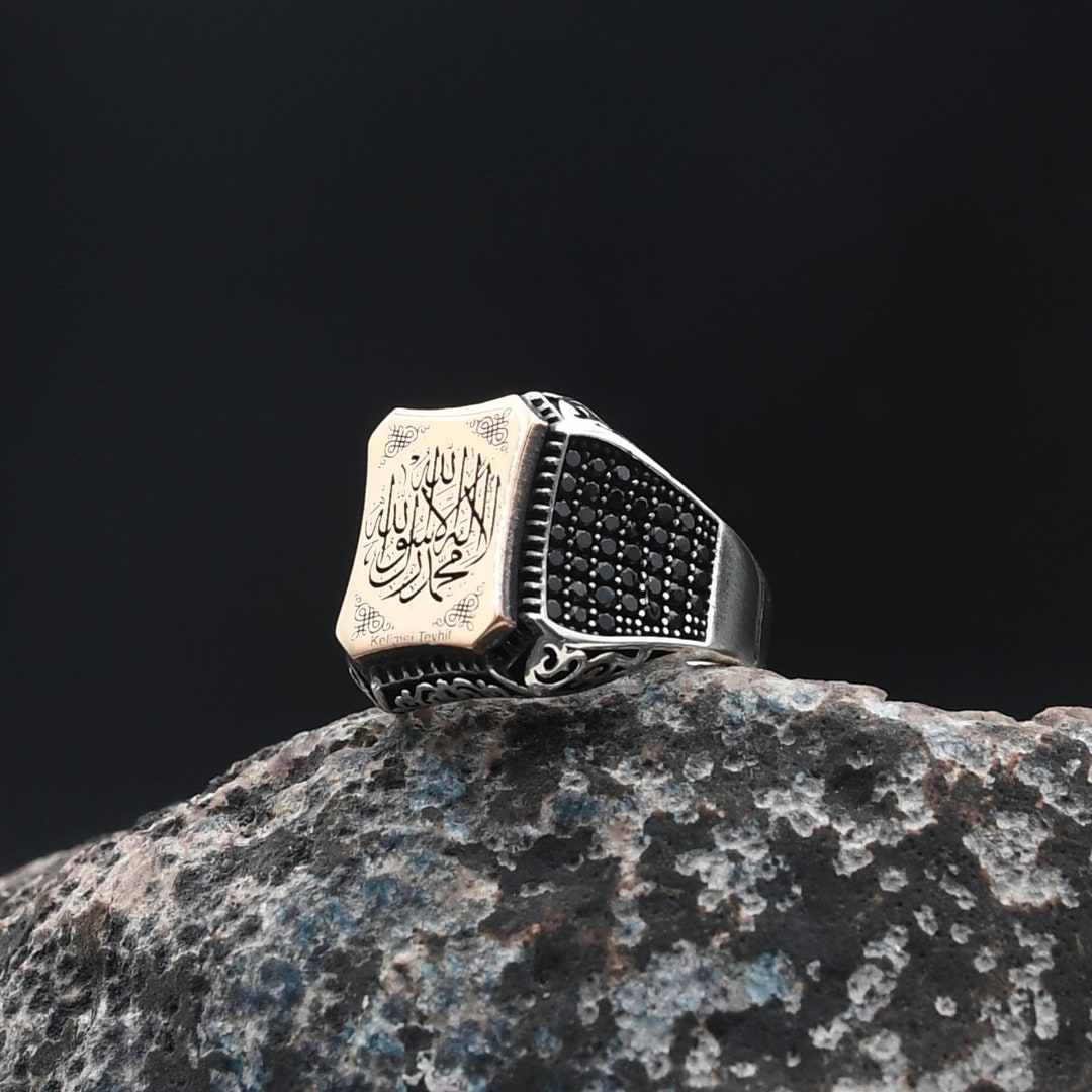 Islamic Silver Ring,925 Sterling Silver Ring,men Engraved Ring,kalima ...