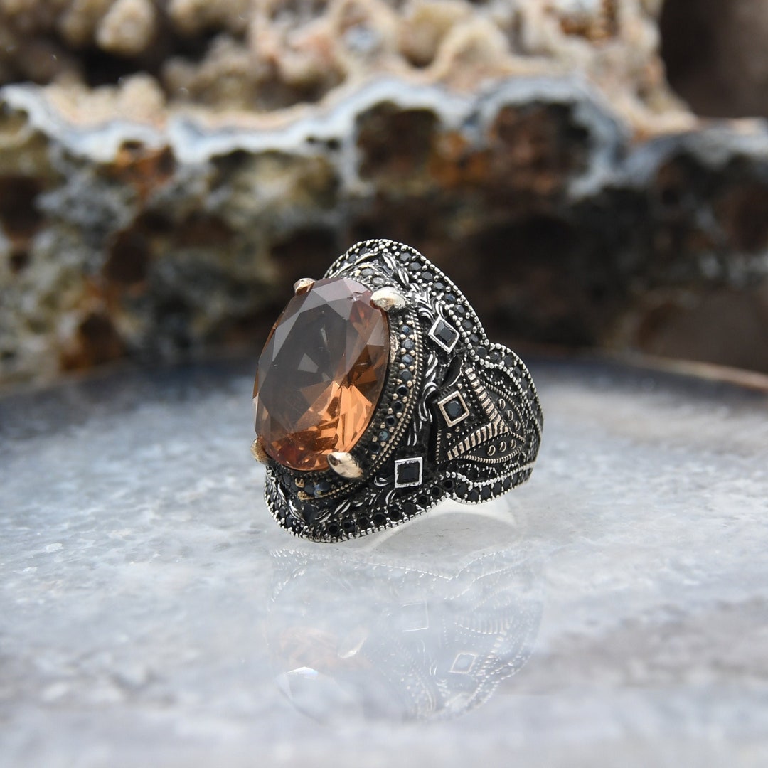 Ottoman Mens Ring, Sultanite Gemstone Ring, 925 Sterling Silver Ring ...