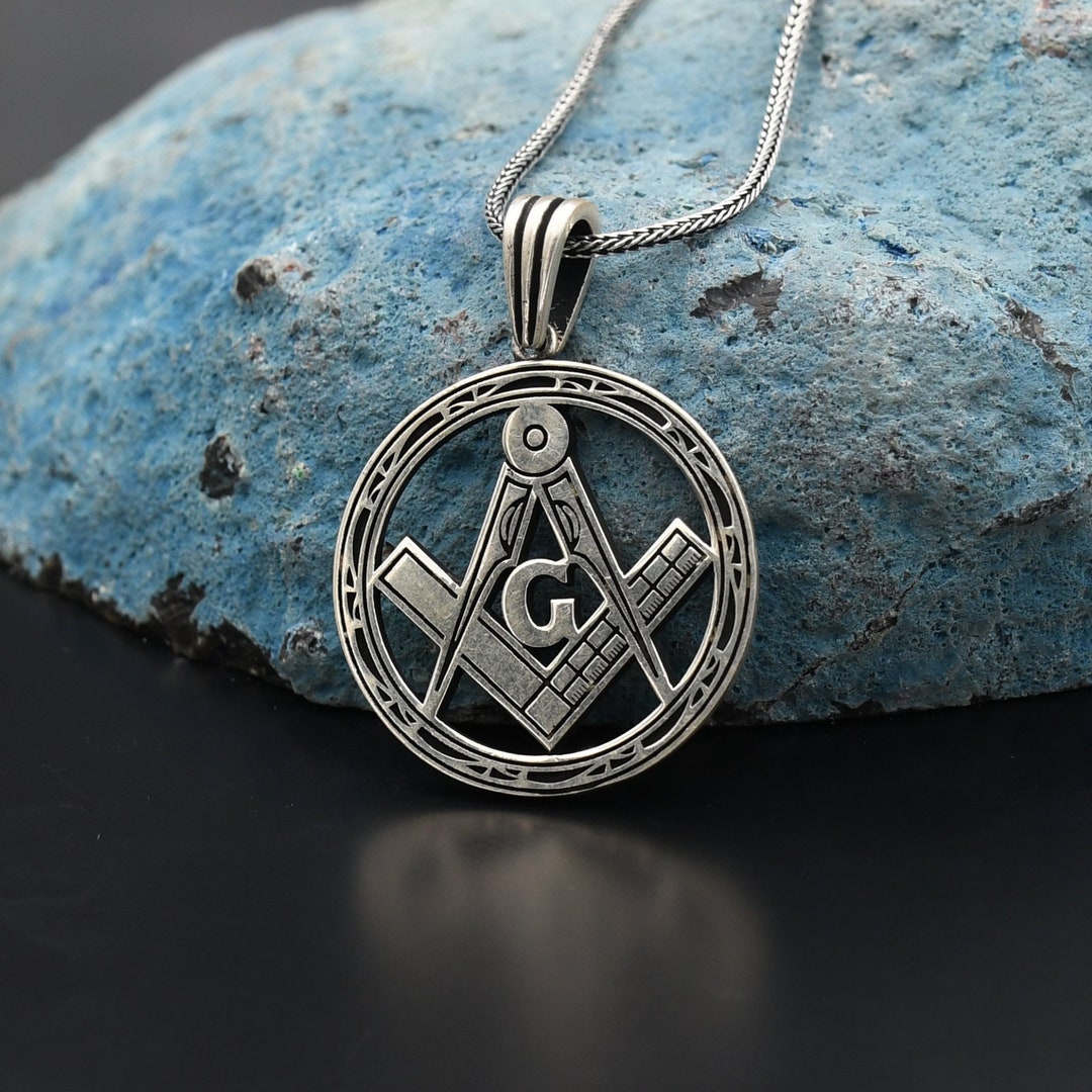 Masonic Silver Necklace, Handmade Necklace, Masonic Jewelry for Men ...