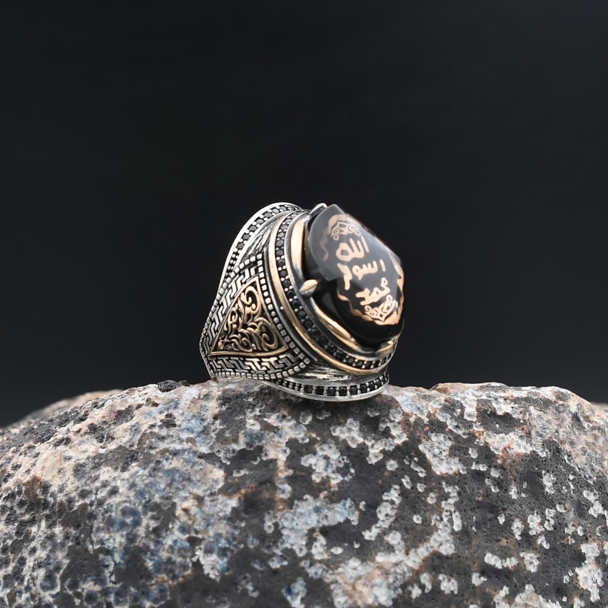 Seal of Prophet Muhammad Silver Ring, Islamic Amberring, 925 Sterling ...