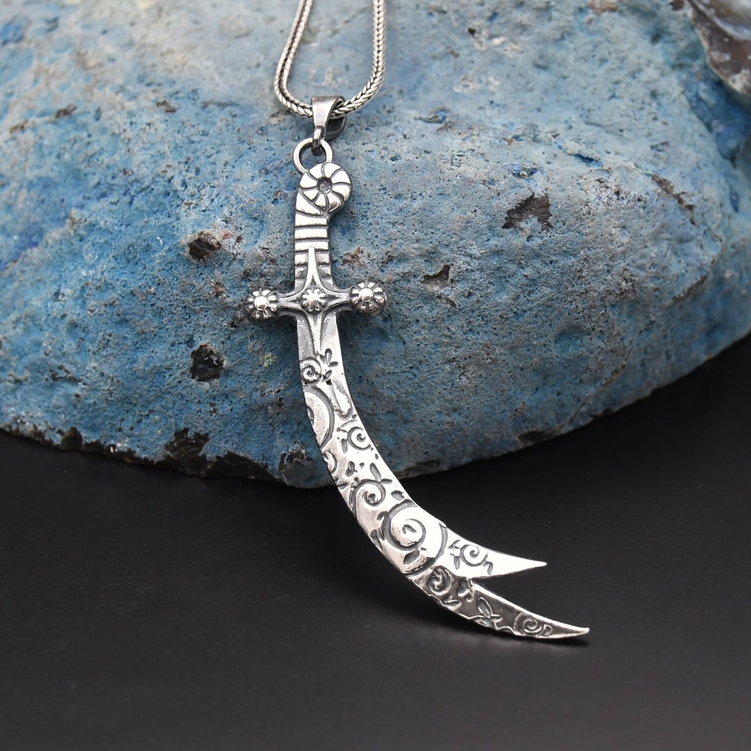 Zulfiqar Silver Necklace , Ali Zulfiqar Sword Necklace, 925 Sterling ...