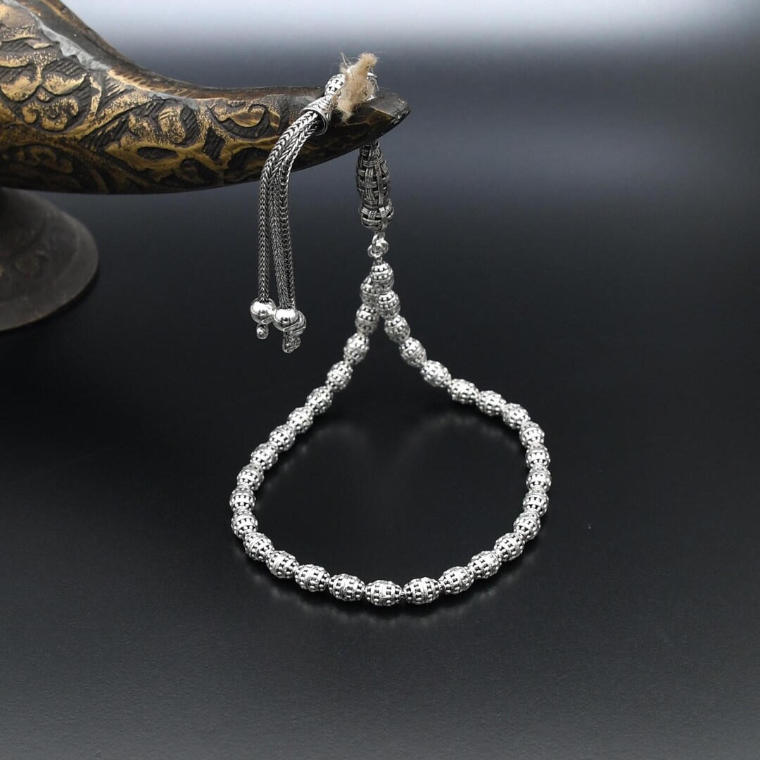 925 Sterling Silver Rosary, Tasbih, Islamic Prayer 33 Beads, 925 ...