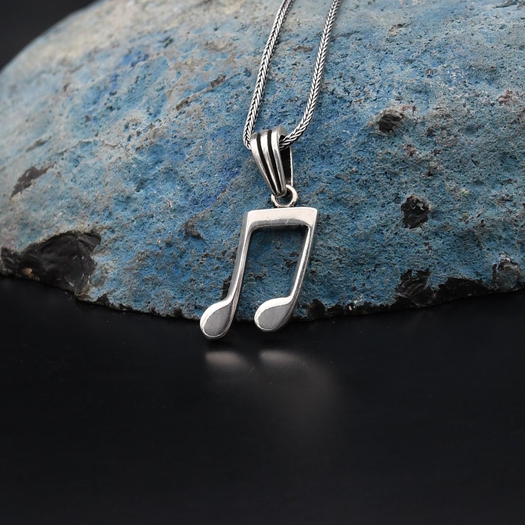 Music Note Silver Necklace, 925 Sterling Silver Necklace, Music Symbol ...