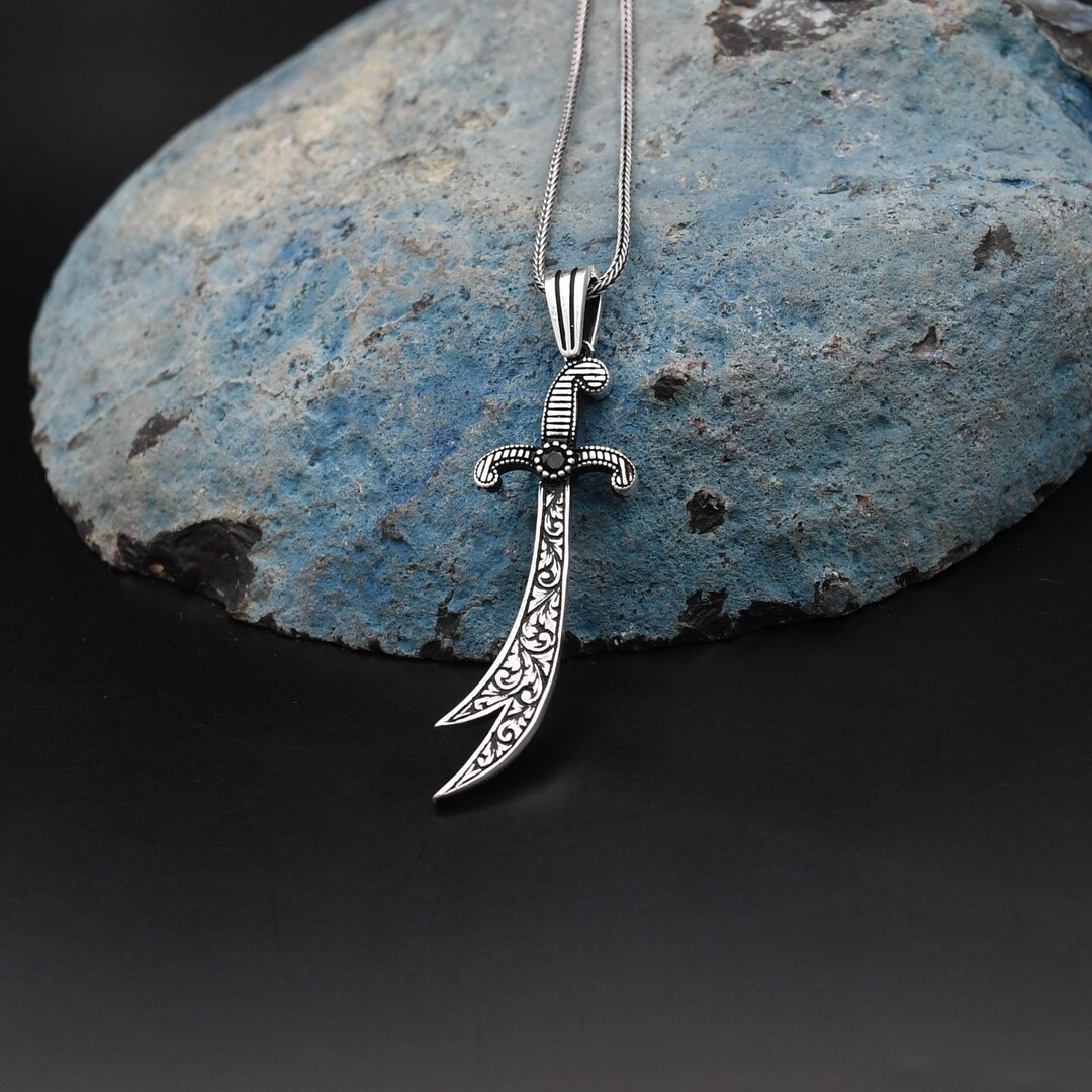 925 Sterling Silver Necklace, Zulfiqar Silver Pendant, Zulfiqar Sword ...