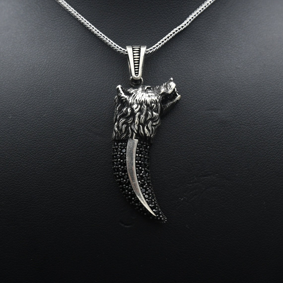 Viking Wolf Fang Charm With Chain, Wolf Fang Pendant , 925 Sterling ...