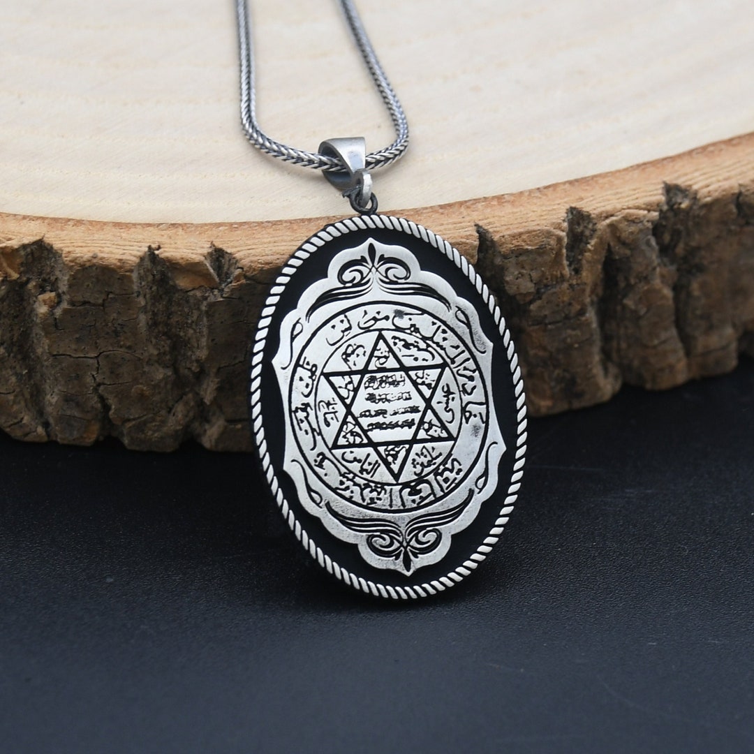 Star of David Engraved Necklace, 925 Sterling Silver Necklace, Solomon ...