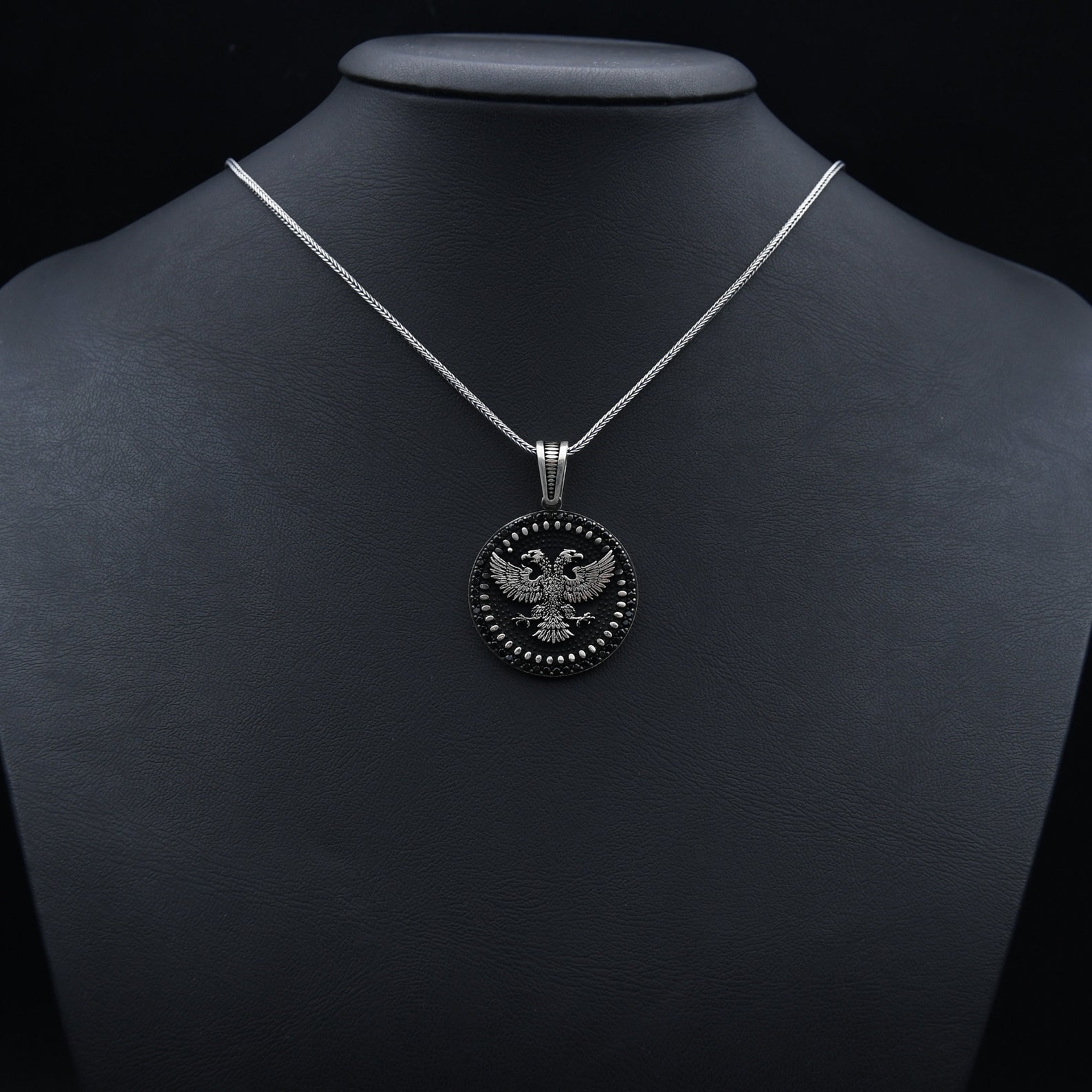 Historical Selcuklu Double Head Eagle Silver Necklace, Handmade ...