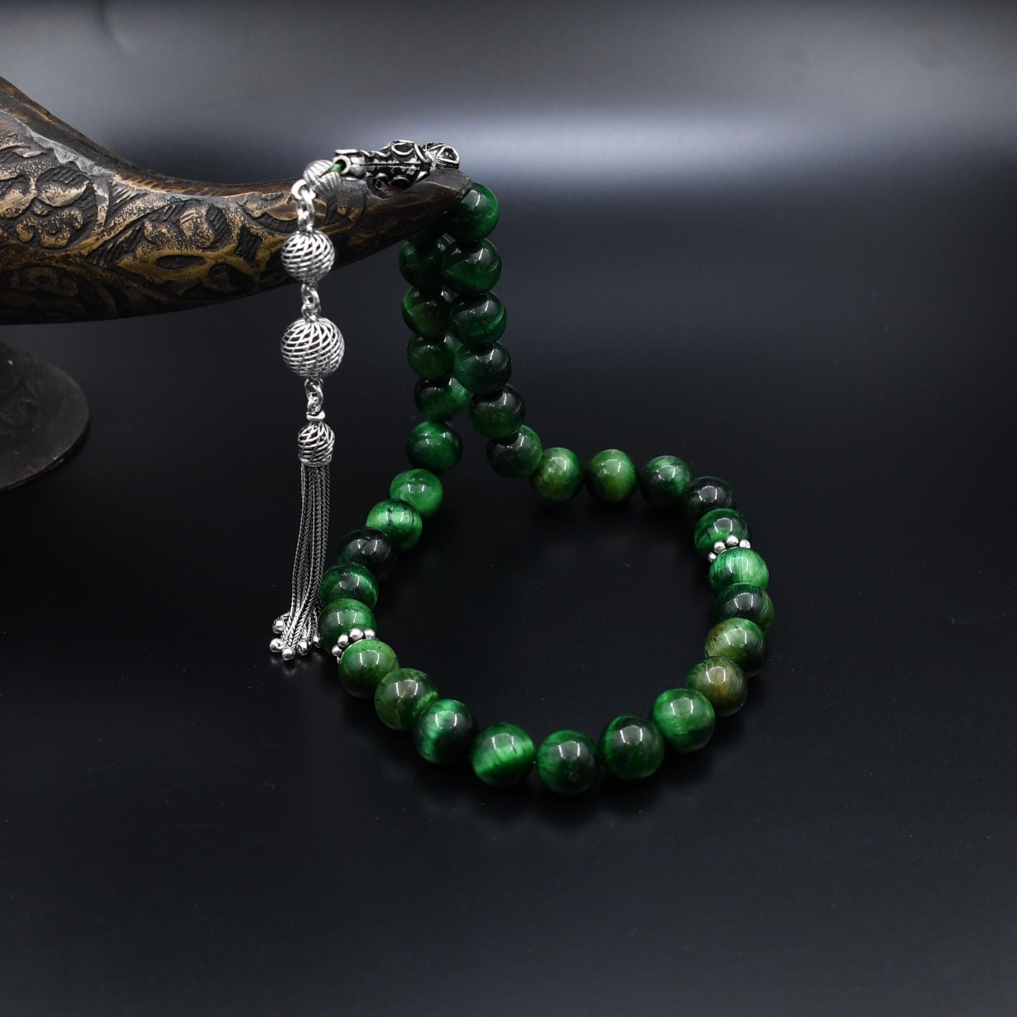 Original Tiger's Eye Gemstone Tasbih, Turkish Islamic Prayer 33 Beads ...