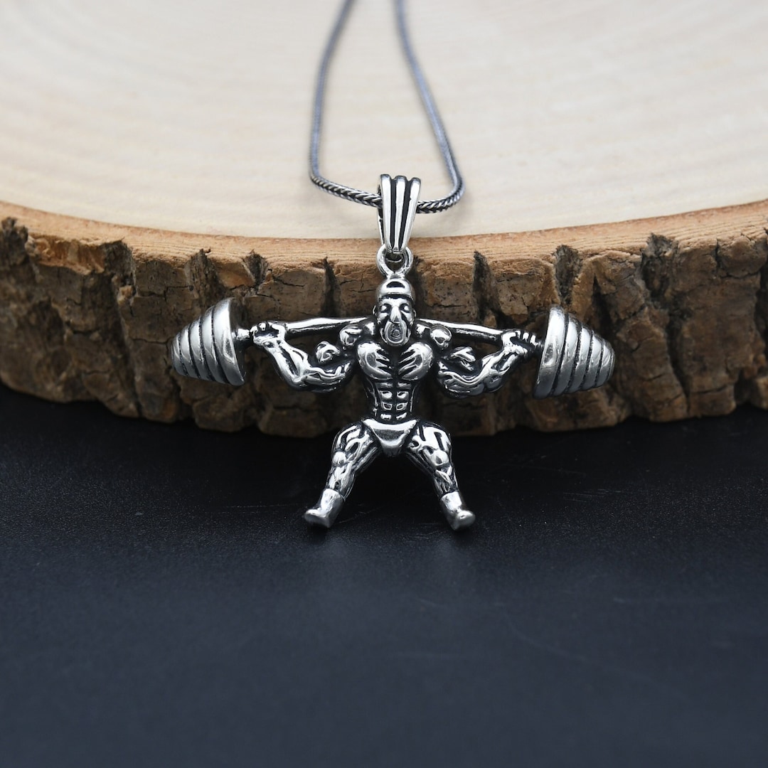 Fitness Necklace, Workout Muscle Necklace, Bodybuilder Necklace, 925k ...