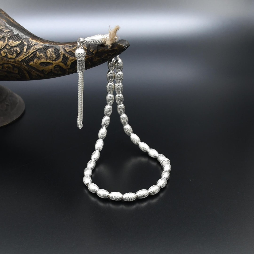 925 Sterling Silver Tasbih, Turkish 925 Sterling Silver Rosary, Tasbih ...