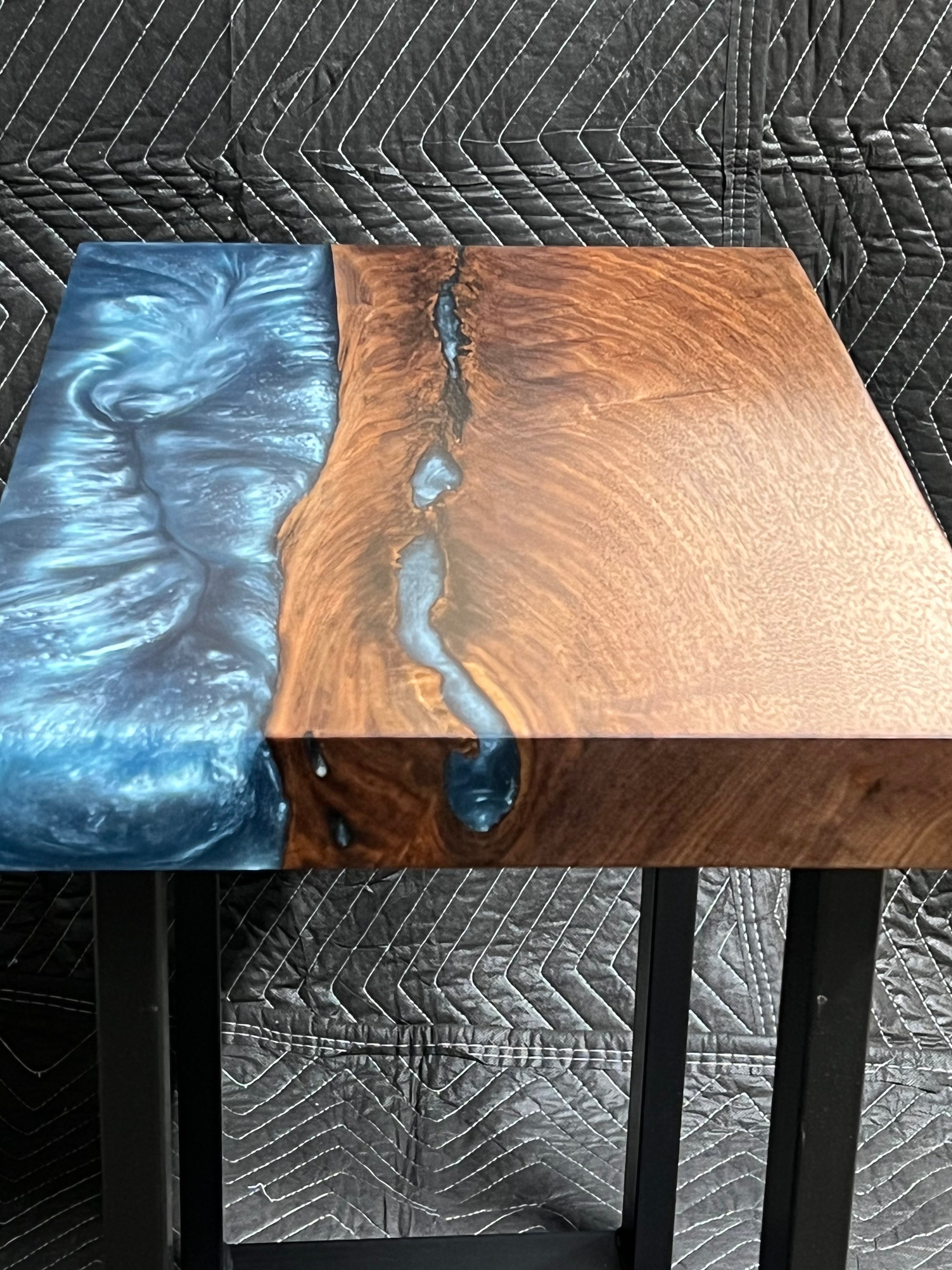 Walnut and Epoxy End Table - Etsy