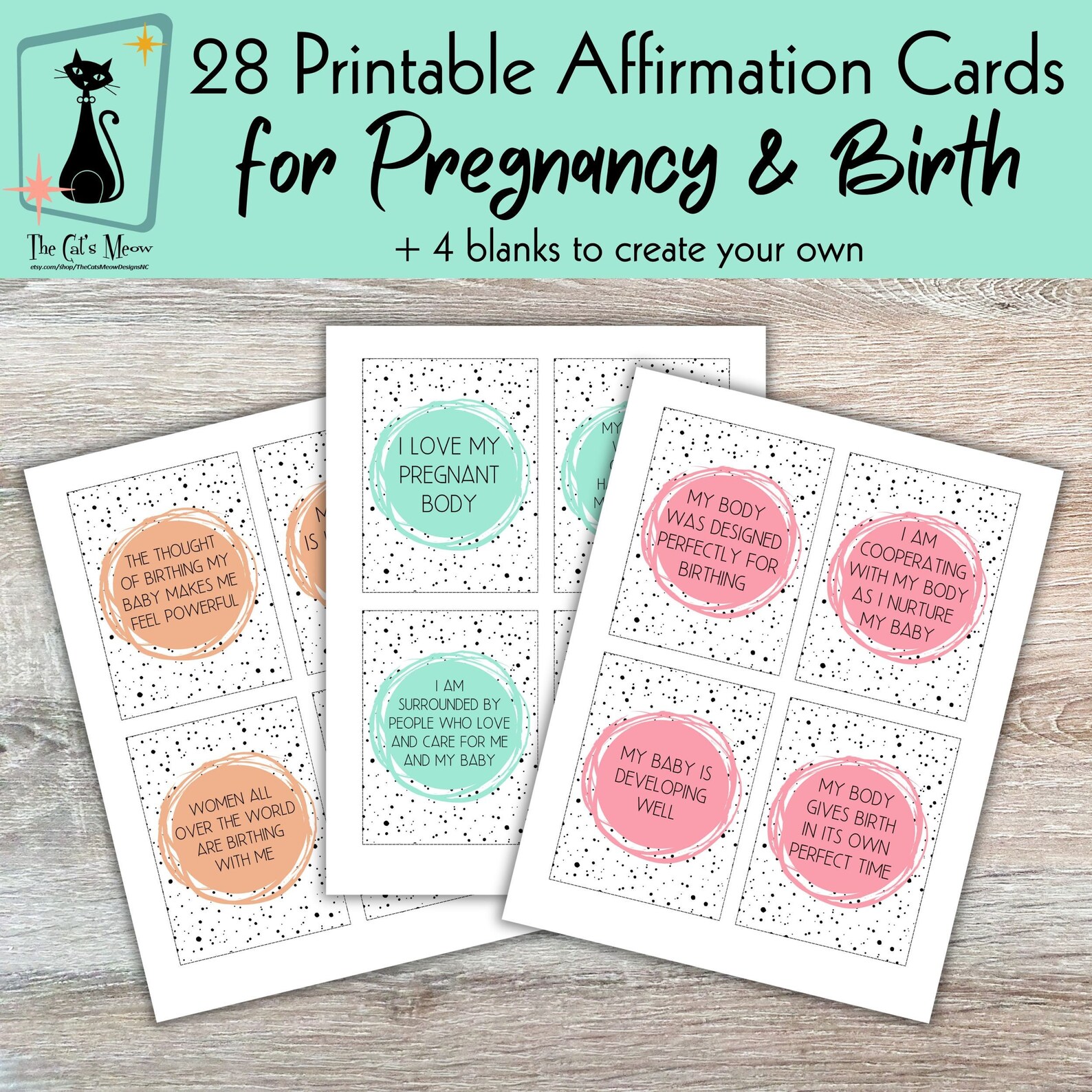28 Printable Affirmation Cards for Pregnancy & Birth Positive Pregnancy ...