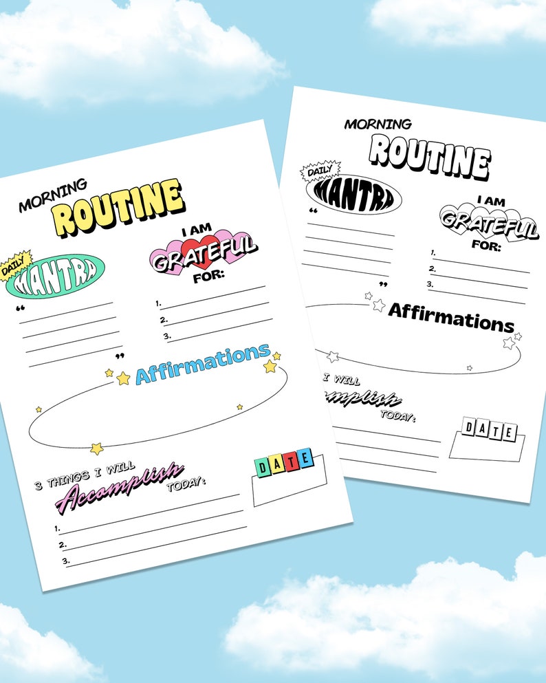 Morning Routine Planner Digital Download, Daily Affirmation and ...