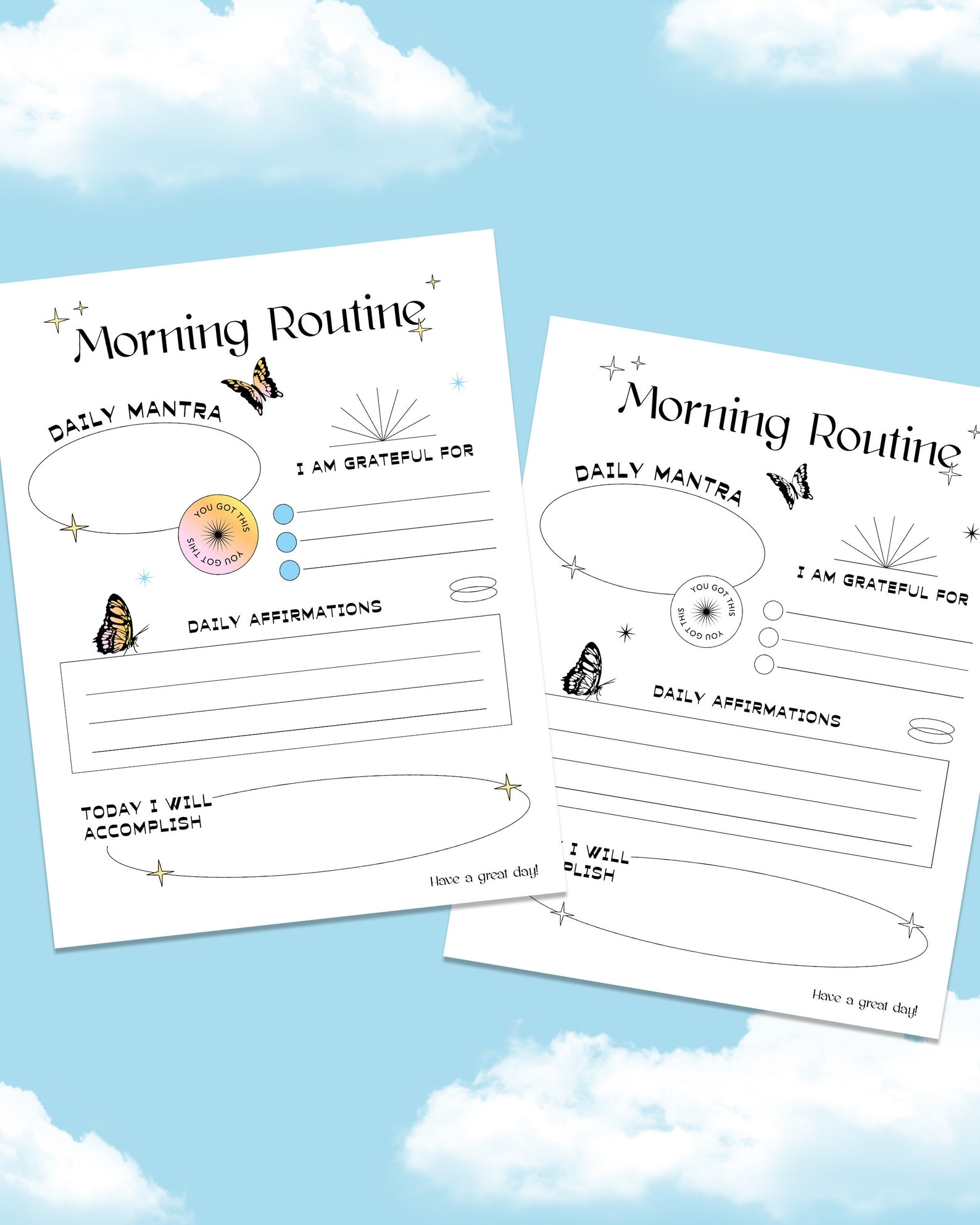 Morning Routine Planner Digital Download, Daily Affirmation and ...