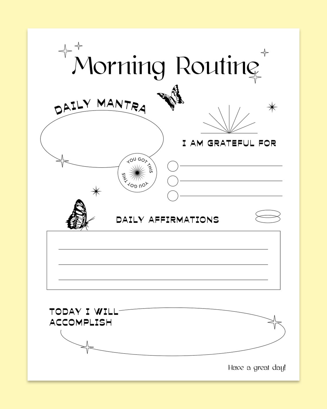 Morning Routine Planner Digital Download, Daily Affirmation and ...