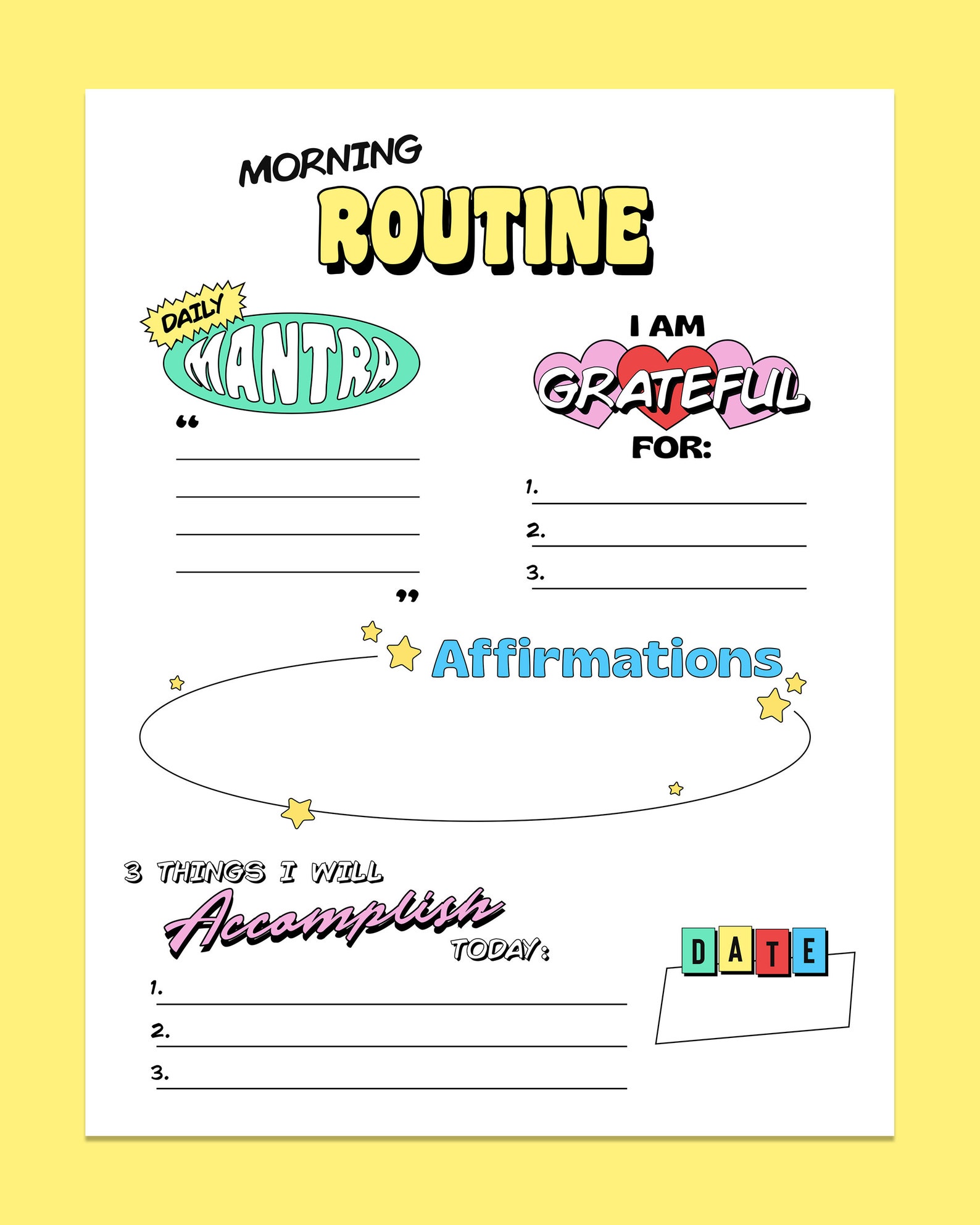 Morning Routine Planner Digital Download, Daily Affirmation and ...