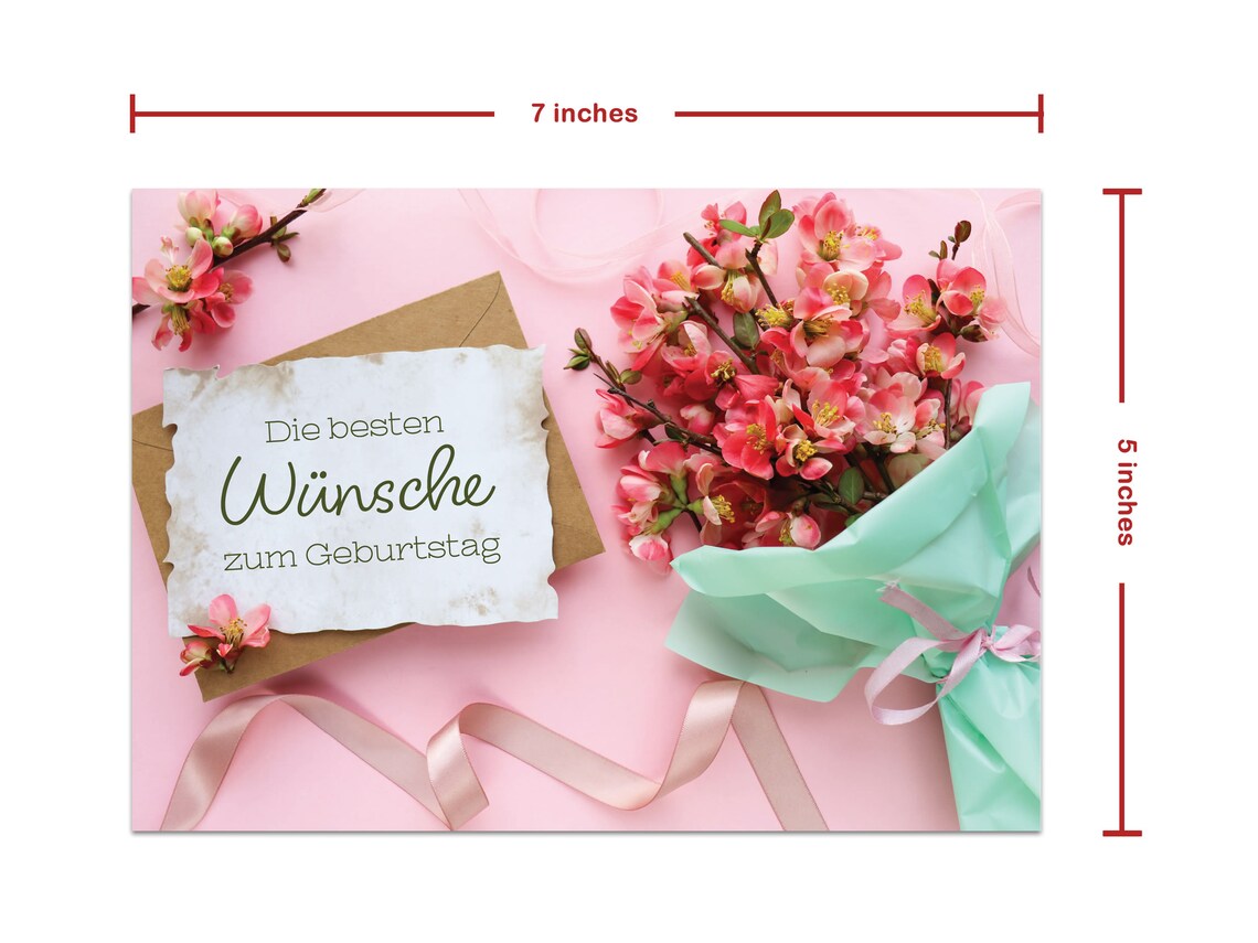 German Birthday Card -die Besten Wünsche Zum Geburtstag (flowers With ...