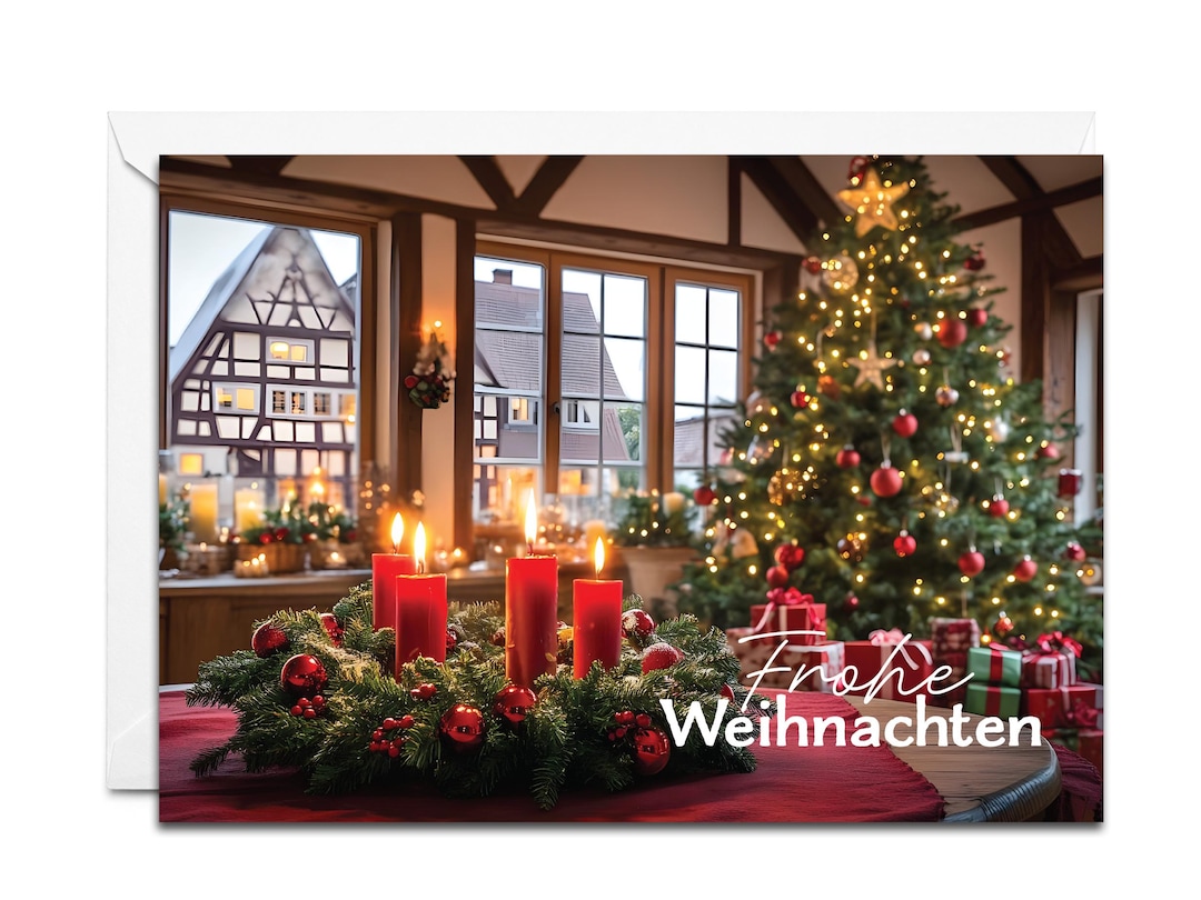 German Christmas Card - Frohe Weihnachten (traditional Christmas Living ...