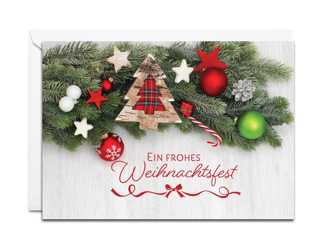 German Christmas Card Ein Frohes Weihnachtsfest christmas Tree Branch ...