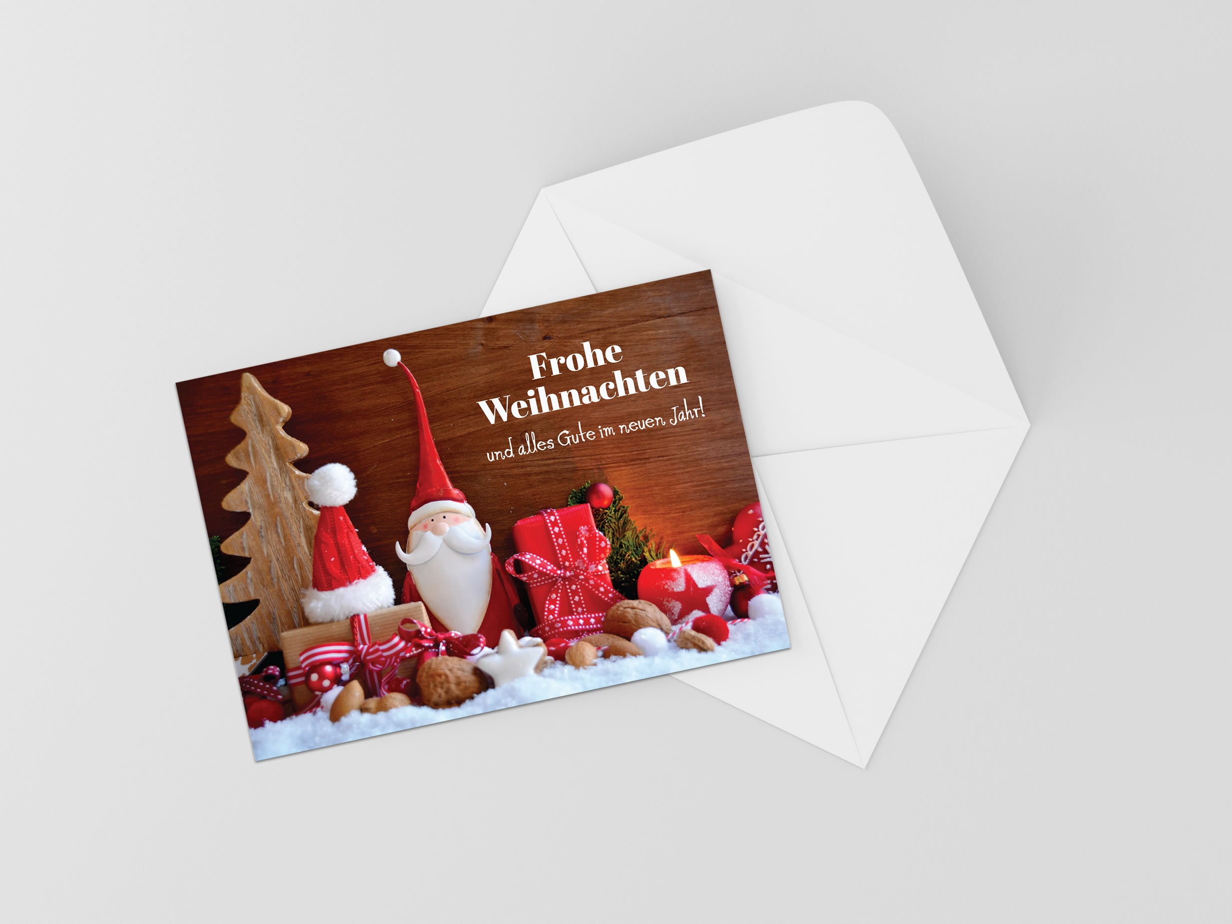 German Christmas Card - Frohe Weihnachten (santa Surrounded by Gifts ...