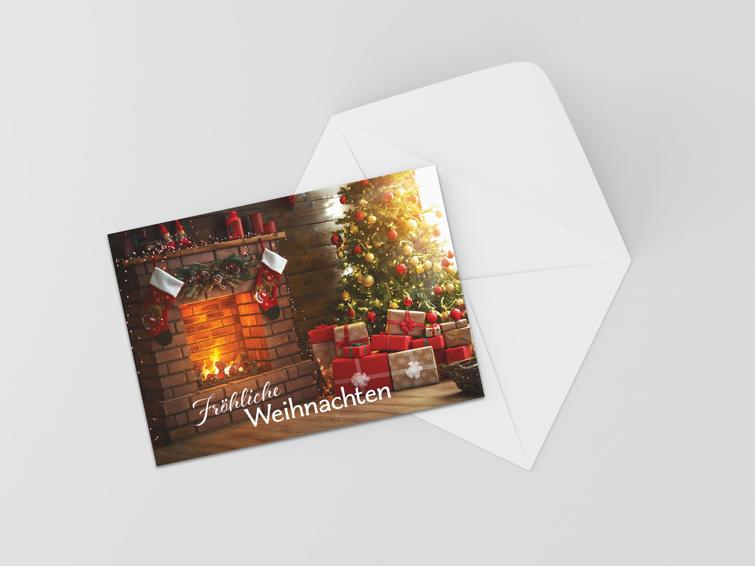 German Christmas Card - Fröhliche Weihnachten (christmas Tree Beside a ...