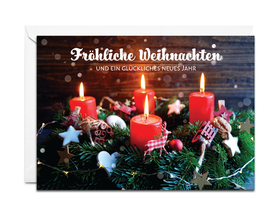 German Christmas Card Fröhliche Weihnachten christmas Wreath With ...
