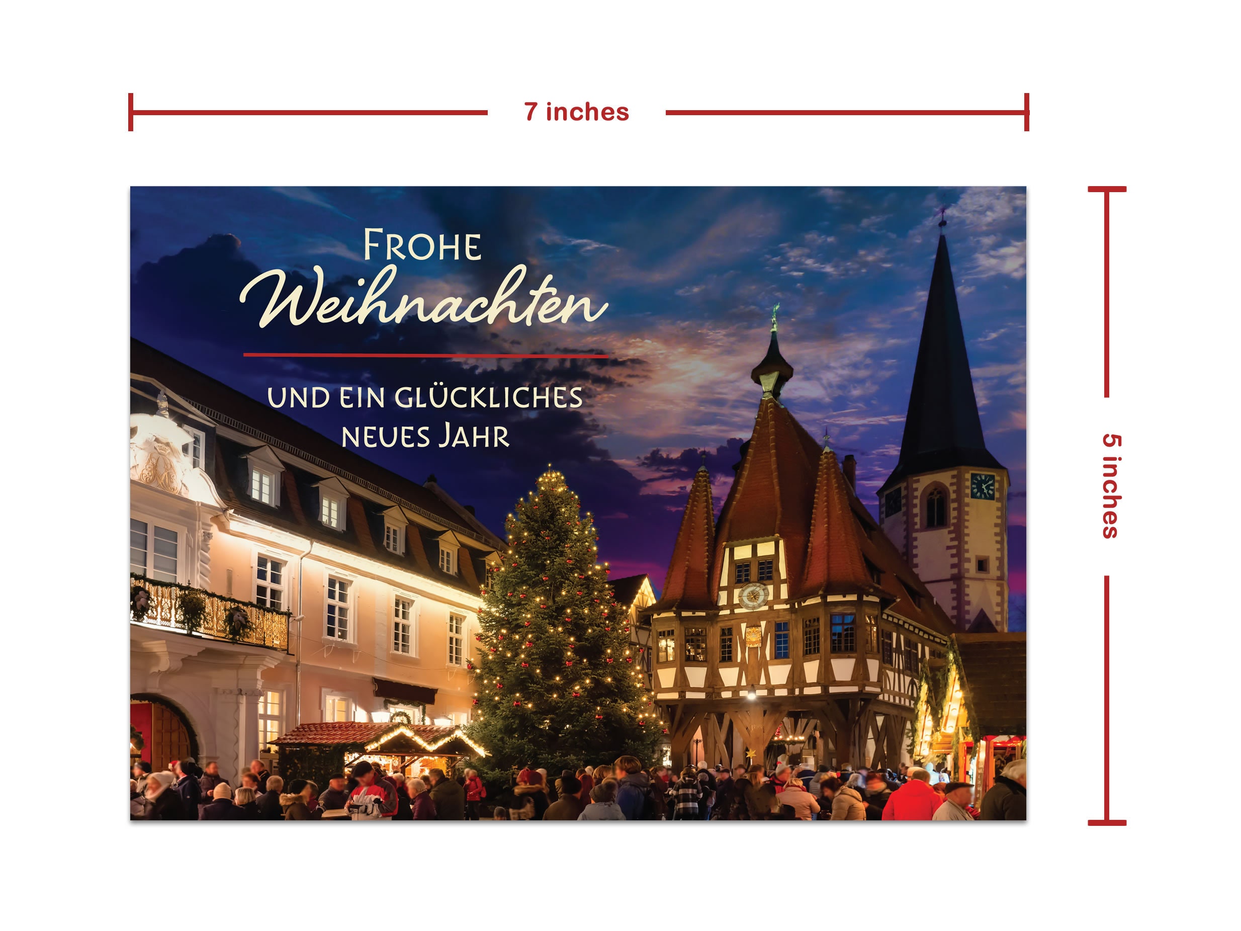 German Christmas Card Frohe Weihnachten christmas Market at a German ...
