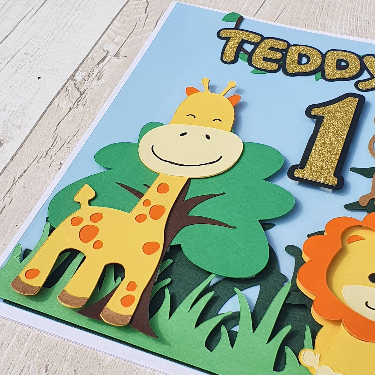 JUNGLE THEME CARD Handmade Jungle Themed Birthday Card Children's ...
