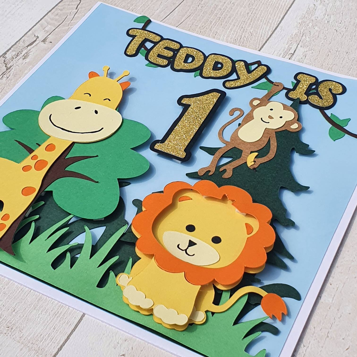 JUNGLE THEME CARD Handmade Jungle Themed Birthday Card Children's ...