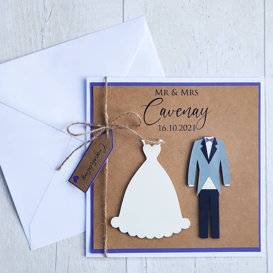 PERSONALISED WEDDING CARD Handmade Personalised Wedding Card Bride and ...