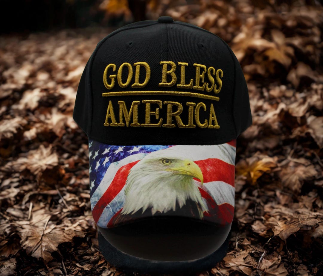 Patriotic Baseball Cap. God Bless America Embroidered Hat With USA Flag ...