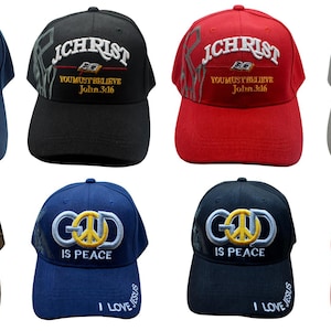 Christian Baseball Cap. Jesus Christ John 3:16 or God is Peace Hat ...