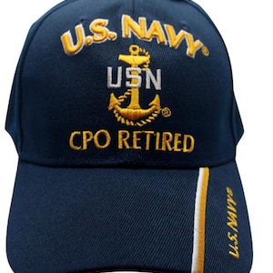 Retired U.S. Navy Hat – Veteran Navy Baseball Cap – Navy Anchor Logo ...