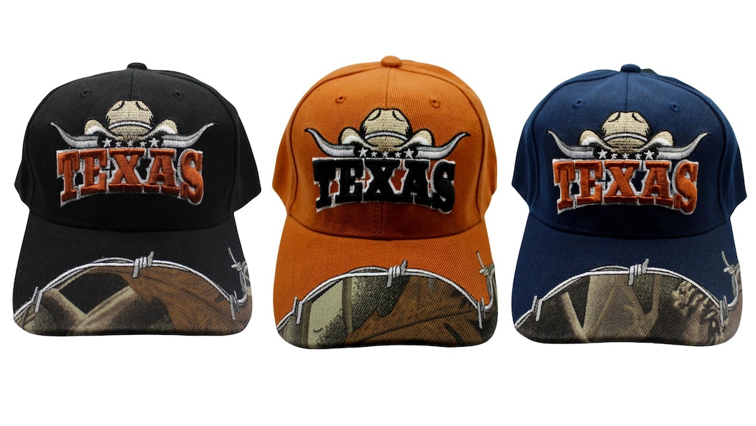 Texas Longhorn Trucker Hat – Embroidered Texas Baseball Cap – Black ...
