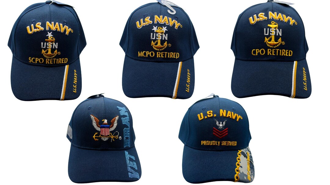 Retired U.S. Navy Hat – Veteran Navy Baseball Cap – Navy Anchor Logo ...