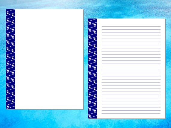 Nautical Letter Paper Stars Printable 8.5 X 11 in and A4 - Etsy